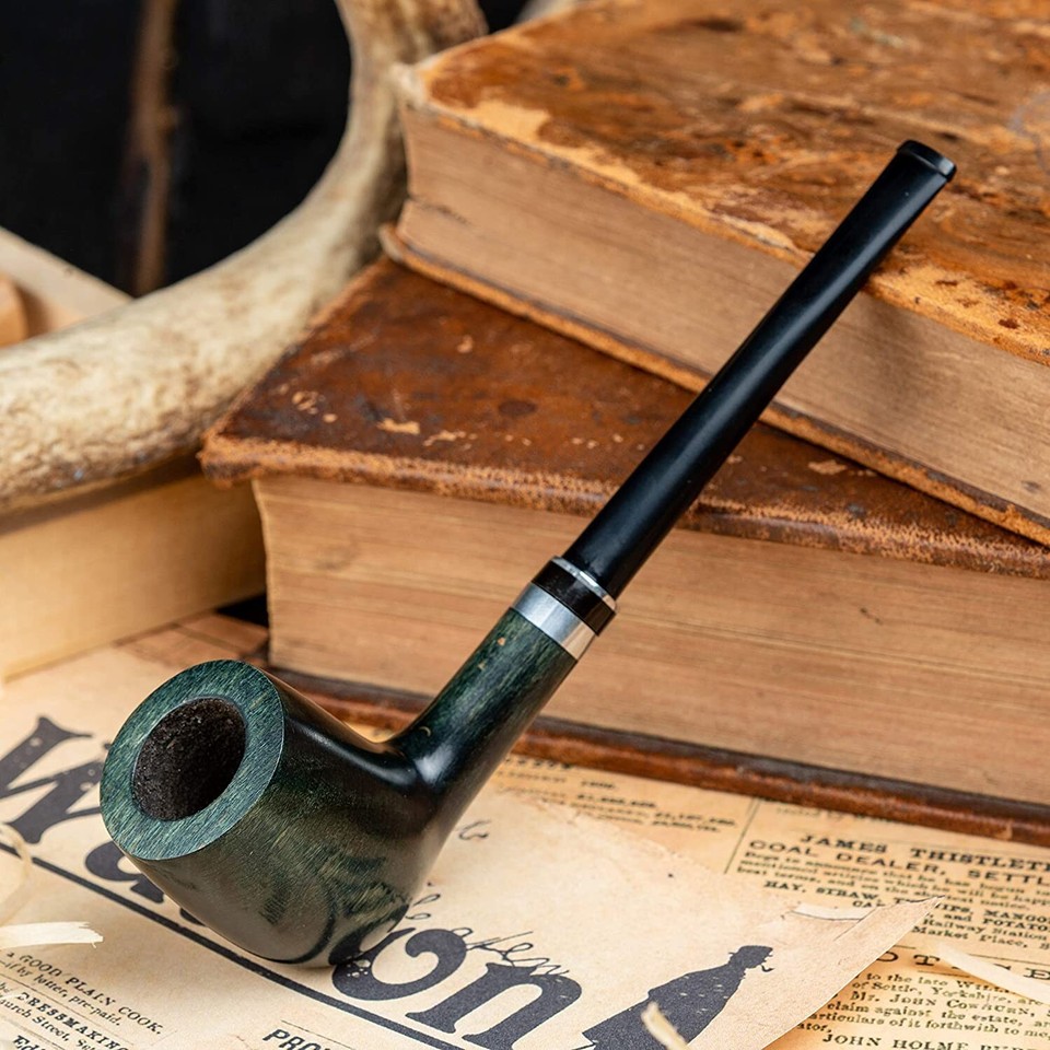Small Wooden Tobacco Smoking Pipe Hand Carved Metal cooling filter ...