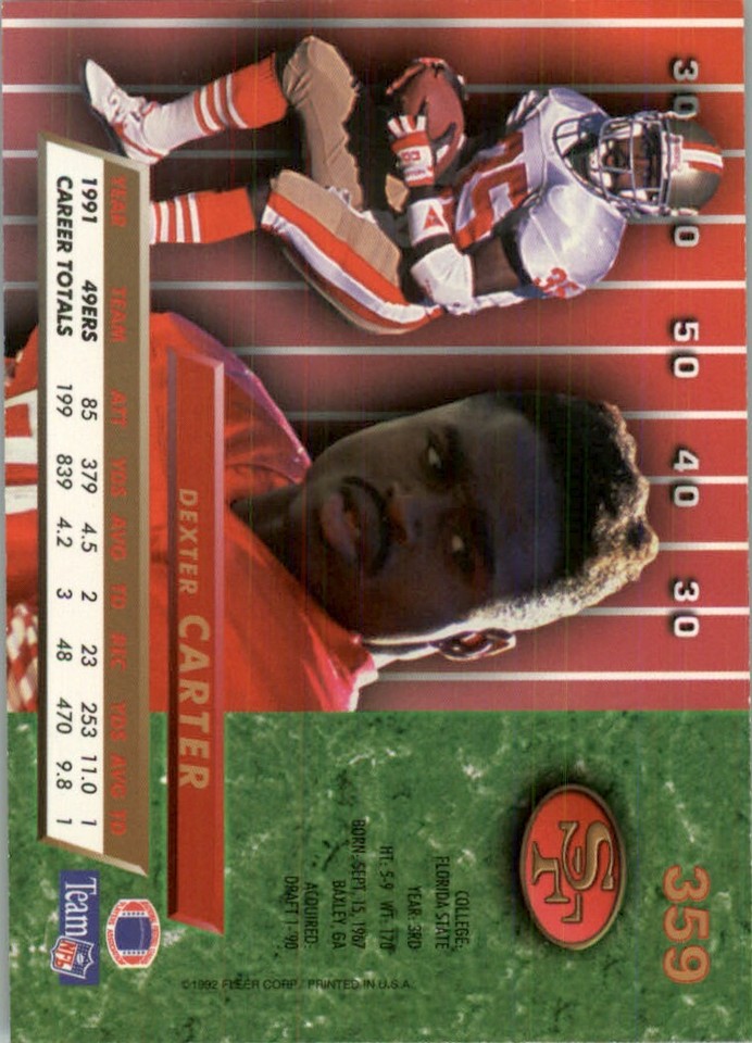 1992 Ultra NFL Dexter Carter #359 | eBay