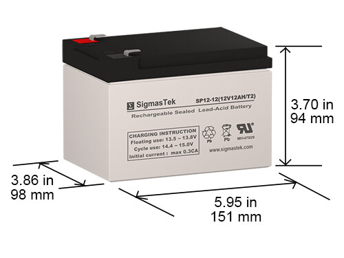 Casil CA12120 SLA SP 12V 12AH F2 Sealed Lead Acid Replacement Battery ...