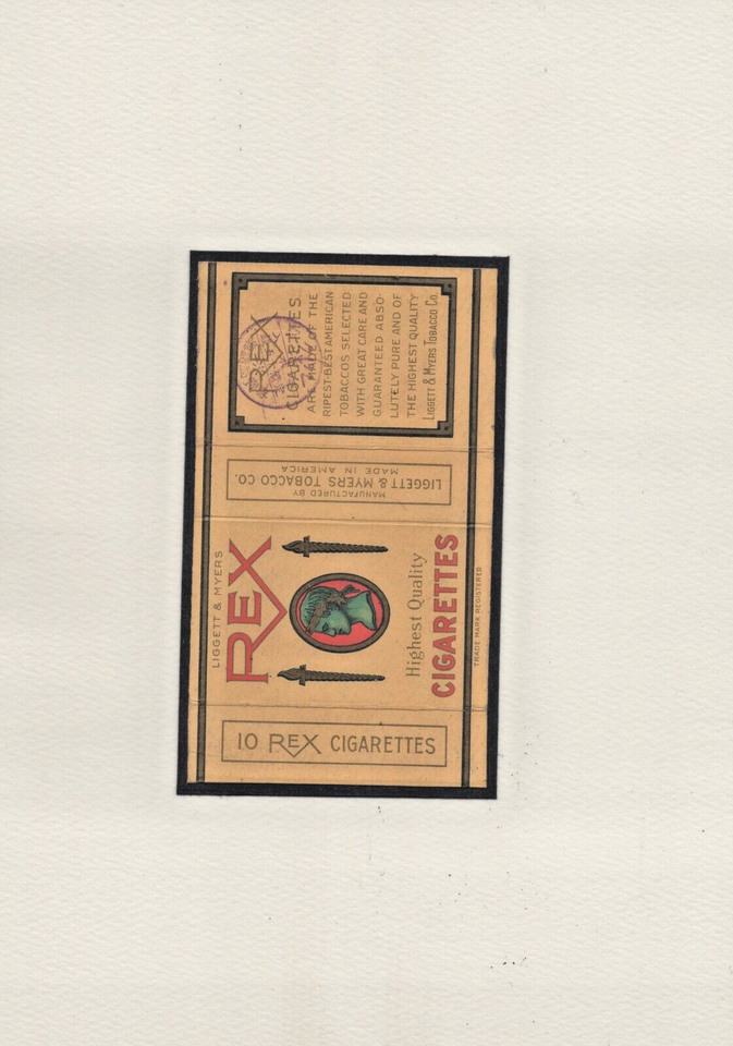 ReX Unused Label Only - Cigarettes Mounted on Board 5" x 3 1/8" - A2AA ...