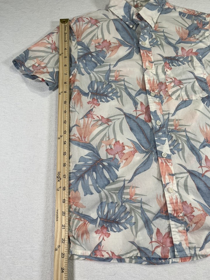 American Eagle Mens Flowered Short Sleeve Button Down Hawaiian Extra ...