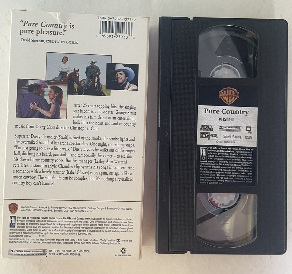Pure Country (WB VHS, 1993, Full Runtime Tested) 85391259336 | eBay