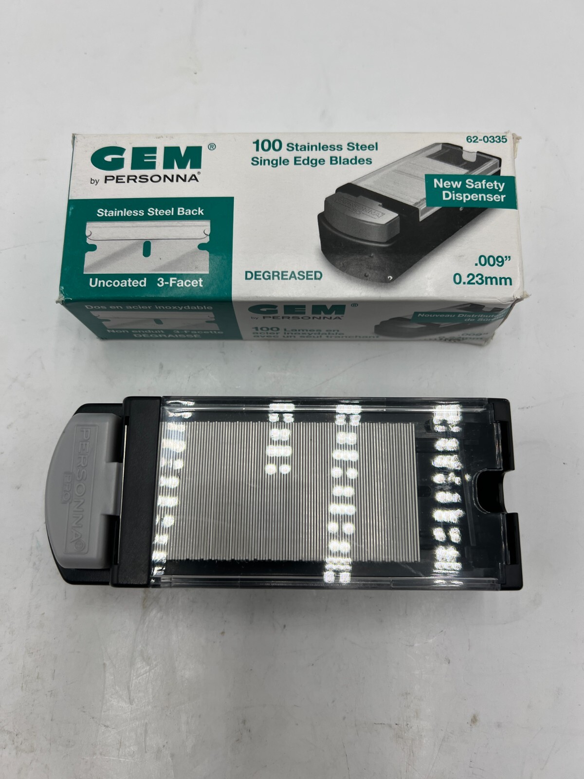 (QTY 1 Box of 100) Gem Stainless Steel Single Edge Razor Blades 62-0335 ...