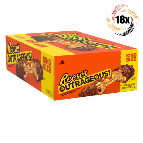 Full Box 18x Packs Reese's Outrageous Peanut Butter Pieces King Candy ...
