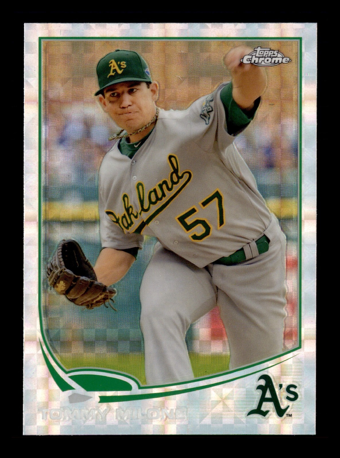 2013 Topps Chrome Xfractor #198 Tommy Milone Oakland Athletics Baseball ...