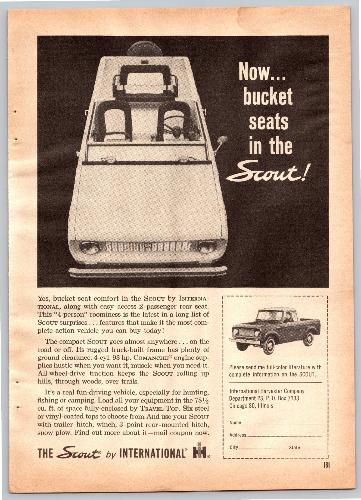 The Scout by International Harvester Co 1962 Vintage Print Ad Full Page ...