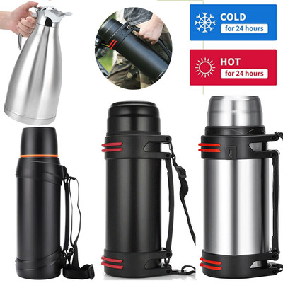 Large Stainless Steel Flask Hot & Cold Tea Drink Thermos Vacuum Bottle ...