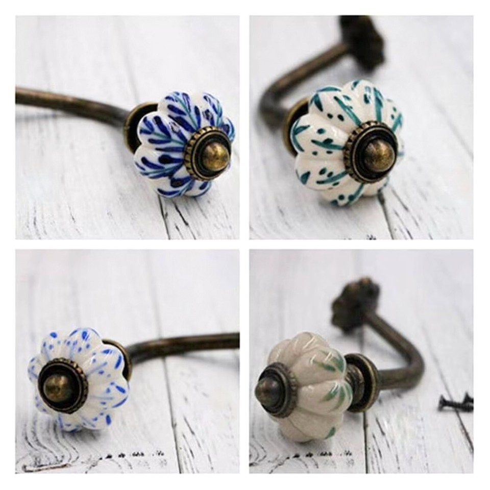 Curtain Tie Backs Hook Decorative Ceramic Pumpkin Wall Hook Coat Hook ...