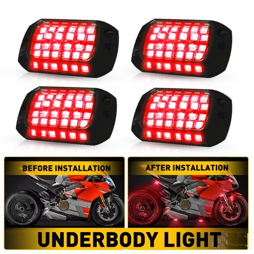 4PC Universal Underbody Light LED Red Under Underglow Lamps Kit High ...