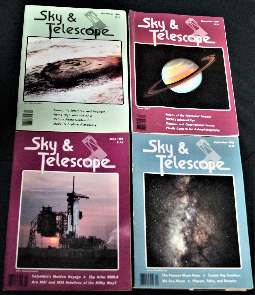 LOT OF 4 SKY AND TELESCOPE MAGAZINES 1980 & 1981 AMATEUR ASTRONOMY ...