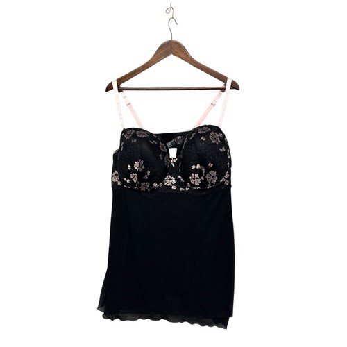 Pure Beauty By Rene Rofe Plus Size Black Lace Chemise Lingerie Size 3X ...