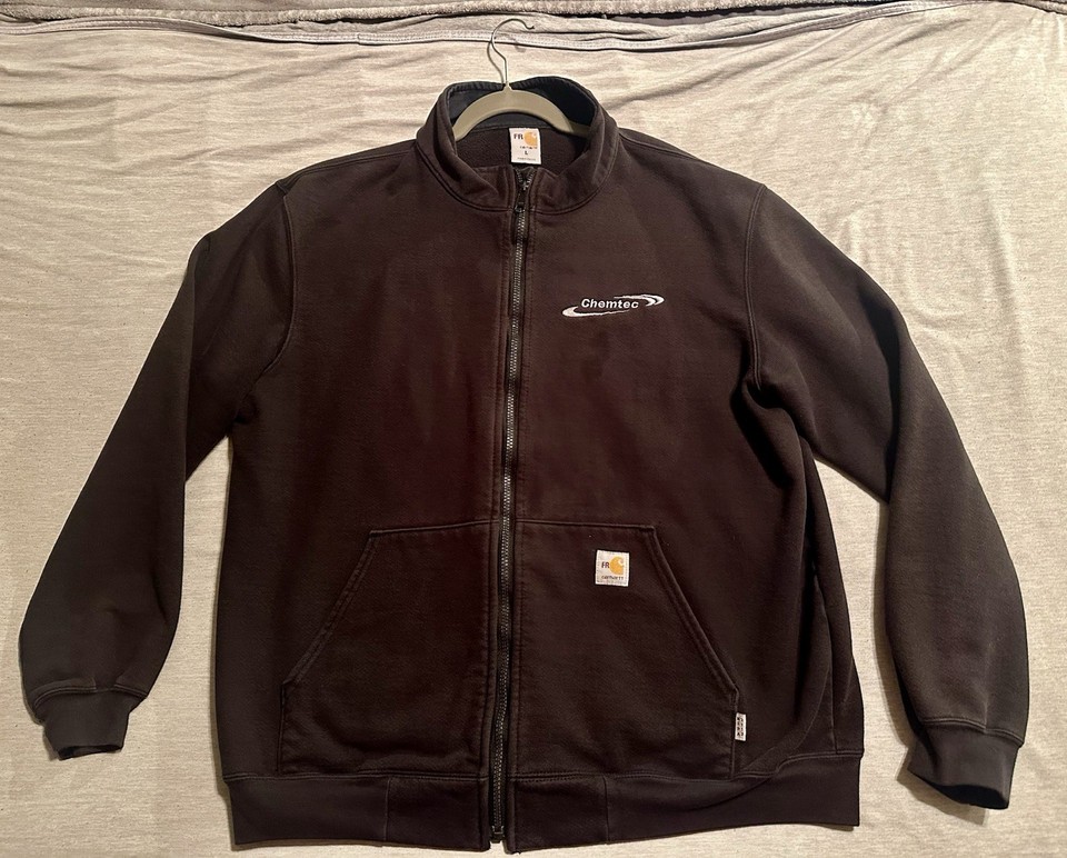 Carhartt Flame Resistant Jacket Mens Size Large FR CAT 2 Black Fleece ...