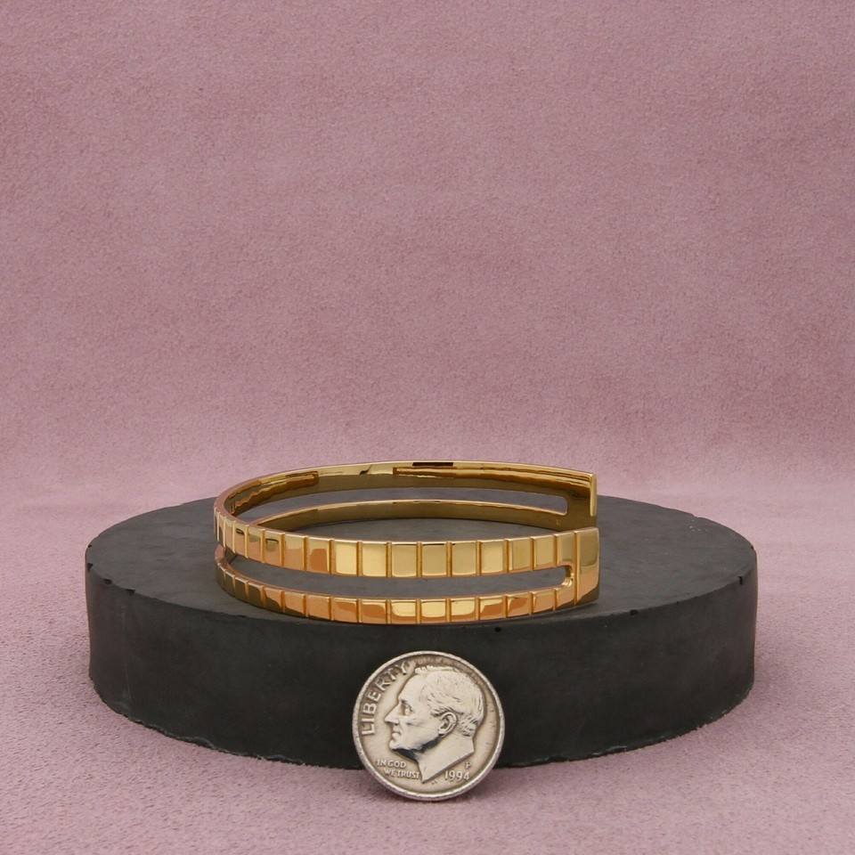 ivi los angeles sterling silver 18k gold plate slot cuff bracelet size ...