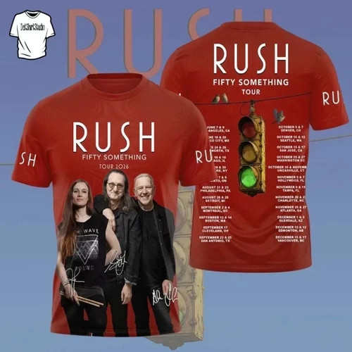 Rush 2026 Fifty Something Tour 3D T-Shirt Rock Band Graphic Tee Men ...