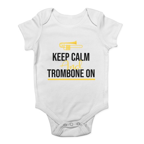 Keep Calm & Trombone On Baby Grow Vest Brass Instrument Player Bodysuit ...