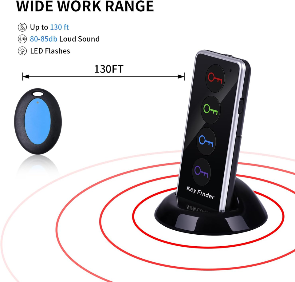 Key Finder, Item Tracker with LED Flashlight Function, Wireless Remote ...