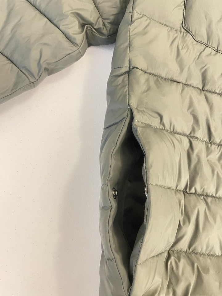 George Jacket Mens Medium Green Quilted Puffer Snap Front Shirt Collar ...