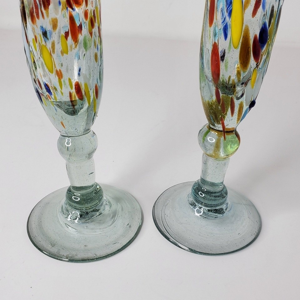 Mexican Confetti Glass fluted glasses/candle holders home decor Maker ...