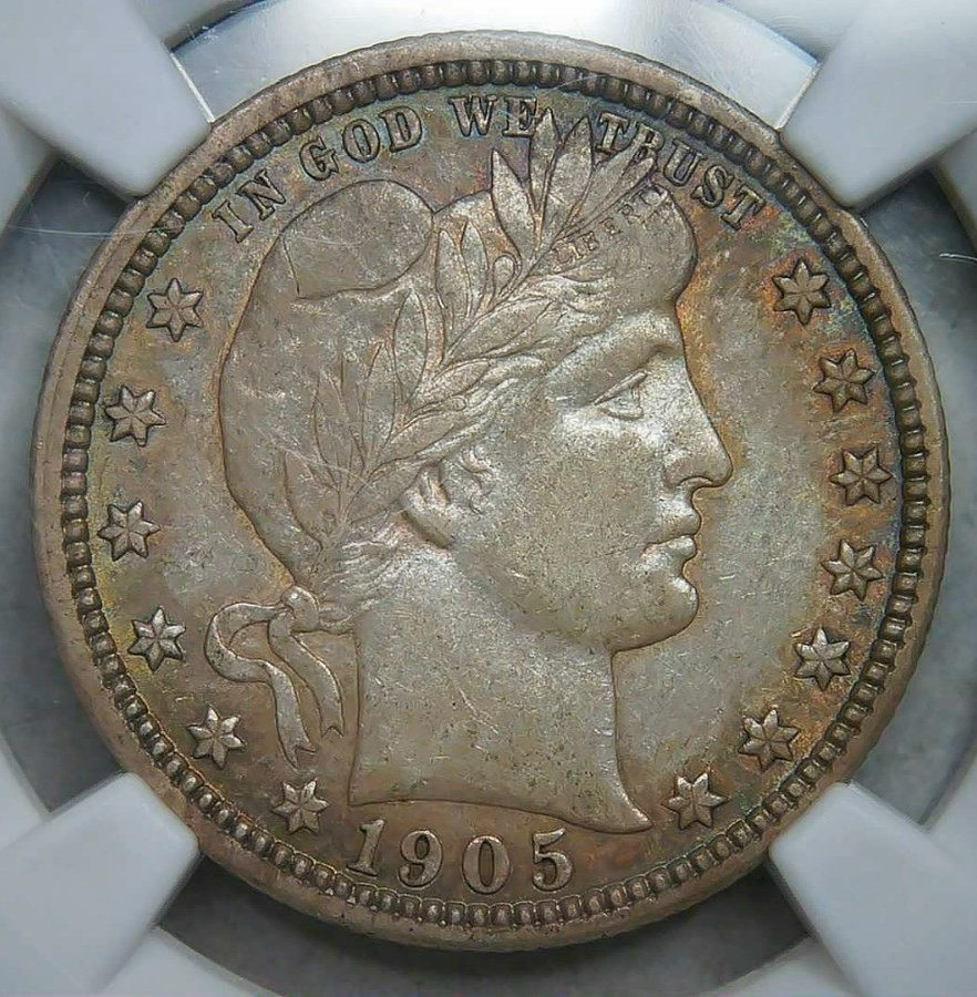 1905-O__XF 45__Barber Quarter__Nice Rev Toning__NGC, Silver Coin | eBay