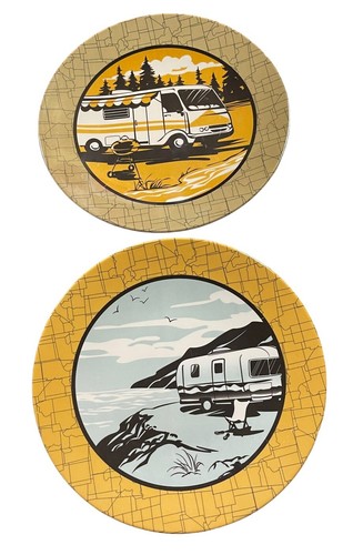 Set Of 2 Retro Camp Casual Dinner Plates Melamine 10.75” Camper | eBay
