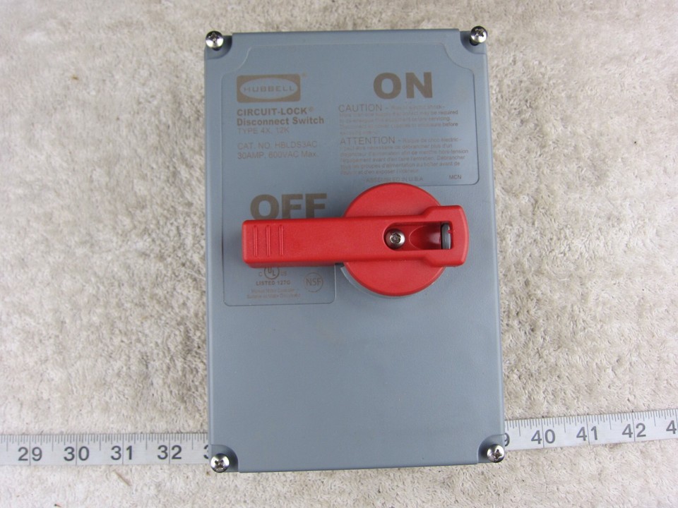 Hubbell HBLDS3AC 30A 600V Circuit Lock Disconnect Switch, Used | eBay