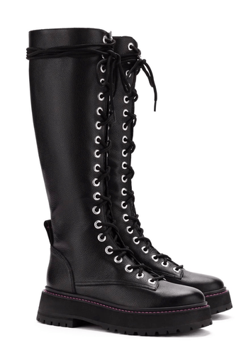 Larroude Combat Boot Lace Up Style Size 6.5 Black Floater Leather Lug Sole NEW | eBay