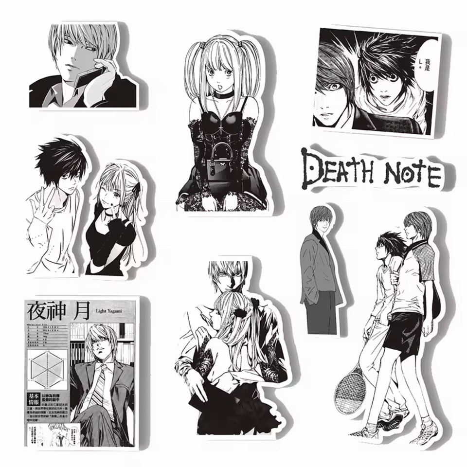 65PCS Death Note Anime Stickers Light Yagami L Misa Ryuk Black & White ...