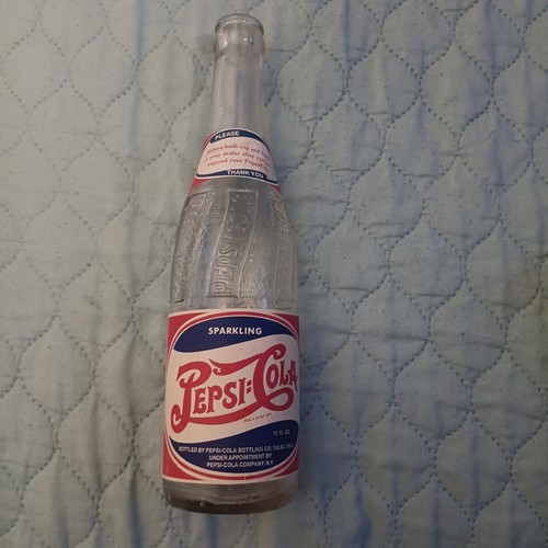 Vintage 1943 Pepsi:Cola R/W/B Paper Label Embossed Glass Bottle, Tulsa ...