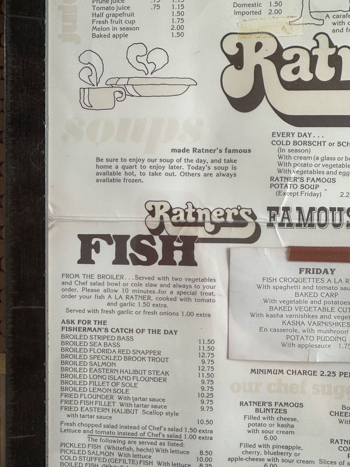 Ratner's Menu Restaurant Extremely Rare - Framed | eBay