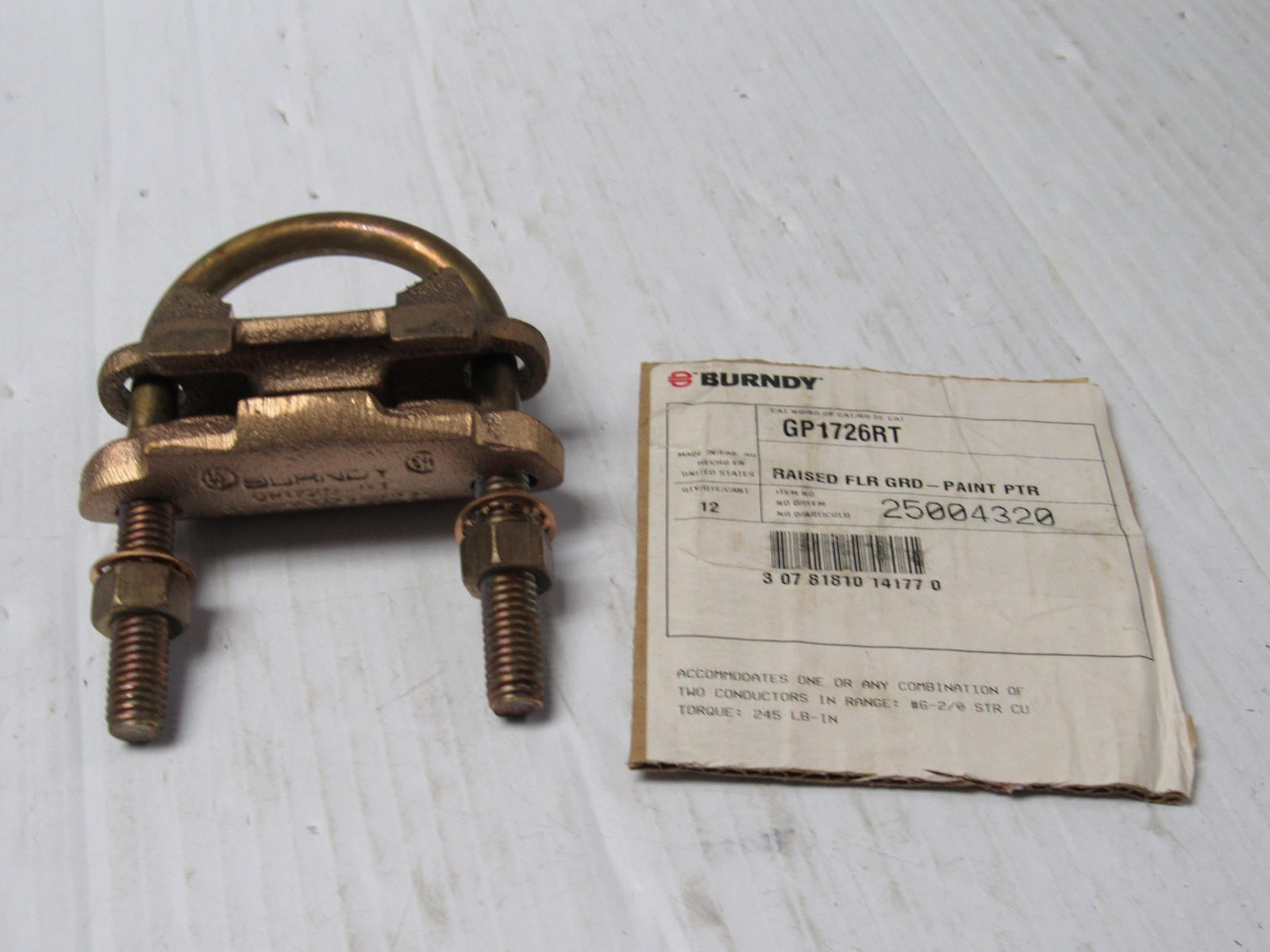 Burndy GP1726RT Raised Floor Grounding Clamp #6 Sol. - 2/0 Str ...