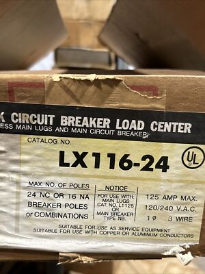 FEDERAL PACIFIC LX116-24- 125A 120/240V 1PH/3W STAB- LOK LOAD CENTER 🔥 ...