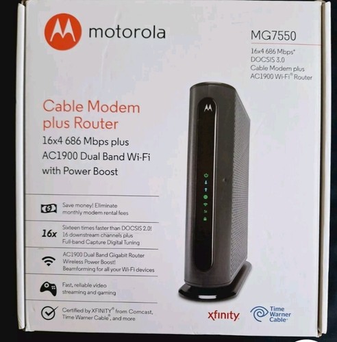 Motorola MG7550 16x4 DOCSIS 3.0 Cable Modem Plus AC1900 WiFi Router | eBay