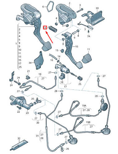 VOLKSWAGEN CADDY 2K MK3 Cluch Pedal Over-Centre Spring 1J2721403A ...