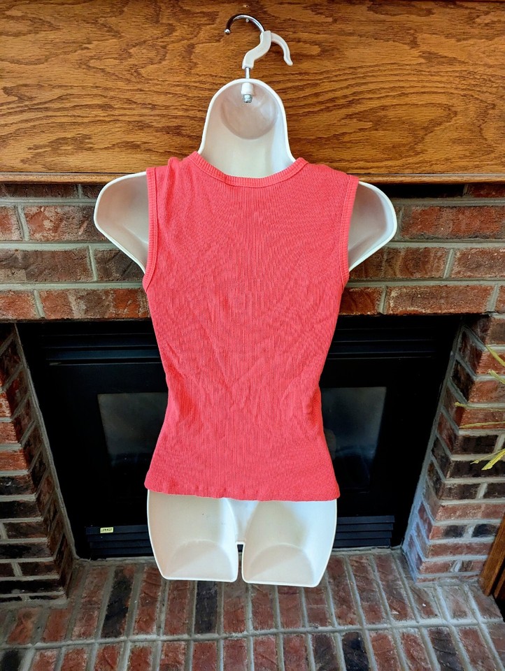 Avalon Sport Coral Ribbed Tank Top Women's Size Medium | eBay