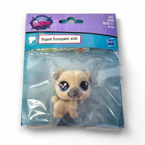 Hasbro Littlest Pet Shop #128 Pugson Fuzzypaws Pug Dog Flocked Fuzzy ...