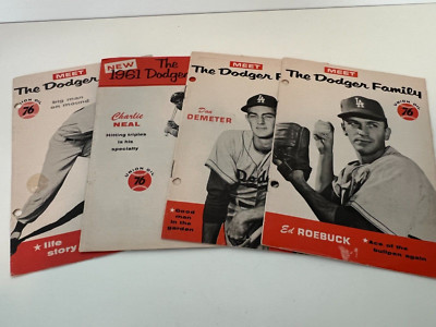 1960/61 Dodgers Family Union Oil 76 Booklet 4 Ea Craig, Neal, Demeter ...