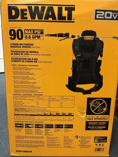 Dewalt -DXSP190681B - 20V Li-Ion 4G/15L Backpack Sprayer 90PSI (TOOL ...