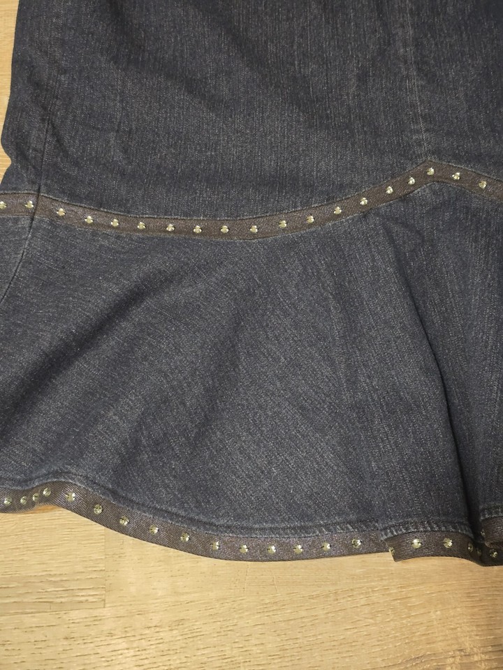 Odeliah Women's Blue Long Denim Rhinestone Studded Skirt Size 20W ...