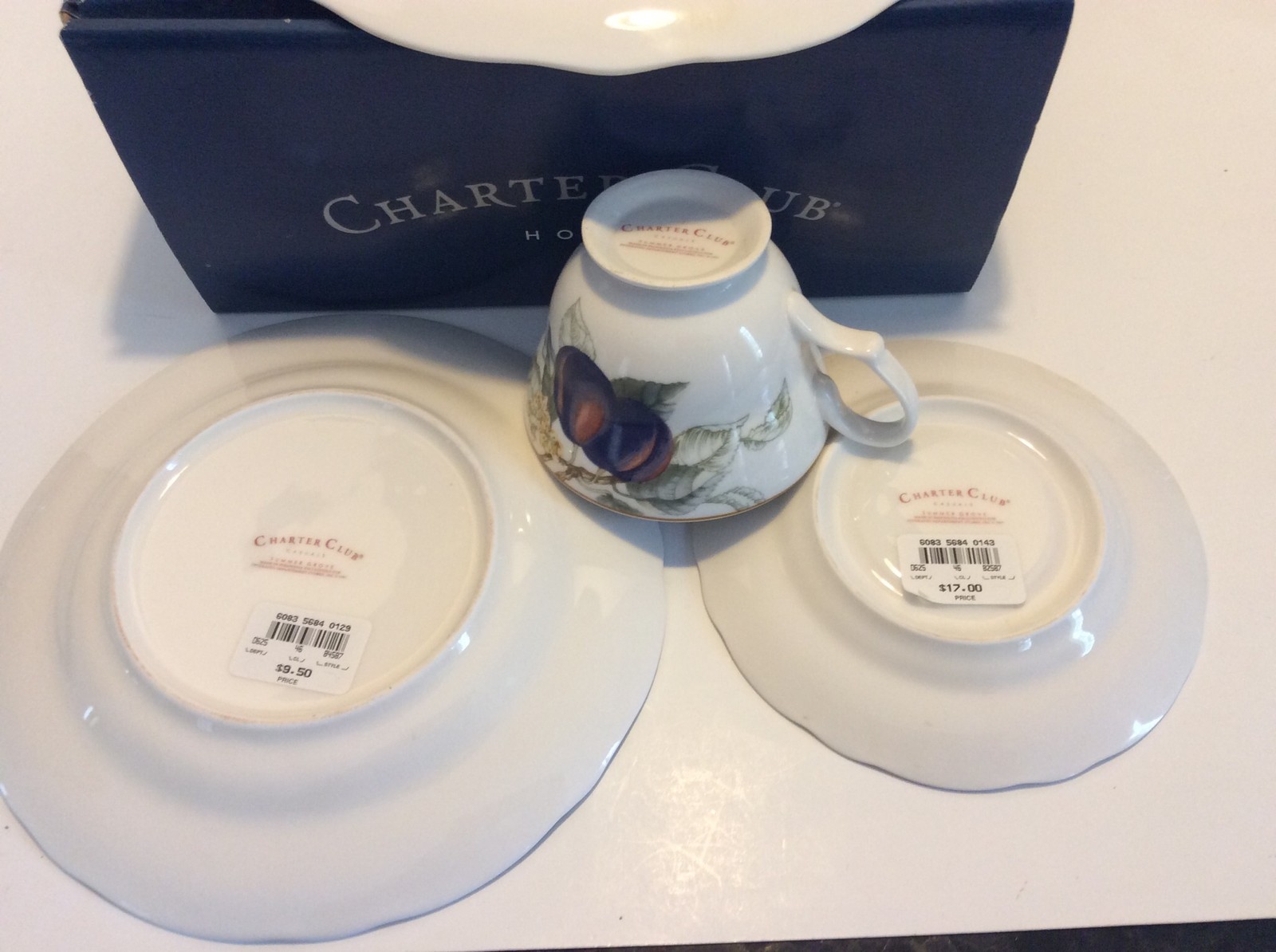 Charter Club Home SUMMER GROVE 5 Piece Place Setting Plates, Bowl, Cup ...
