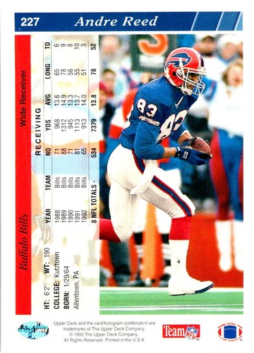 1993 Upper Deck #227 Andre Reed | eBay