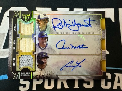 2024 Topps Triple Threads Yelich, Yount, Molitor Auto Relic Combo # 01/ ...