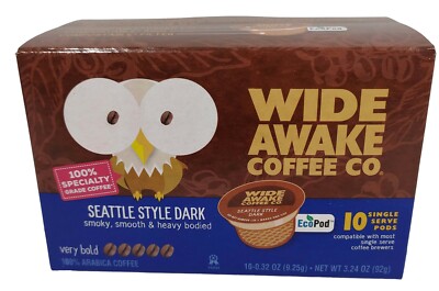Wide Awake Coffee Pods 10-Pk Seattle Style Dark, for K Single Cup ...
