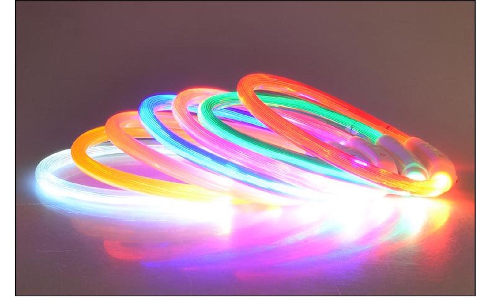 RECHARGEABLE LED PET GLOW TUBE COLLAR dog cat safety neck flash light ...