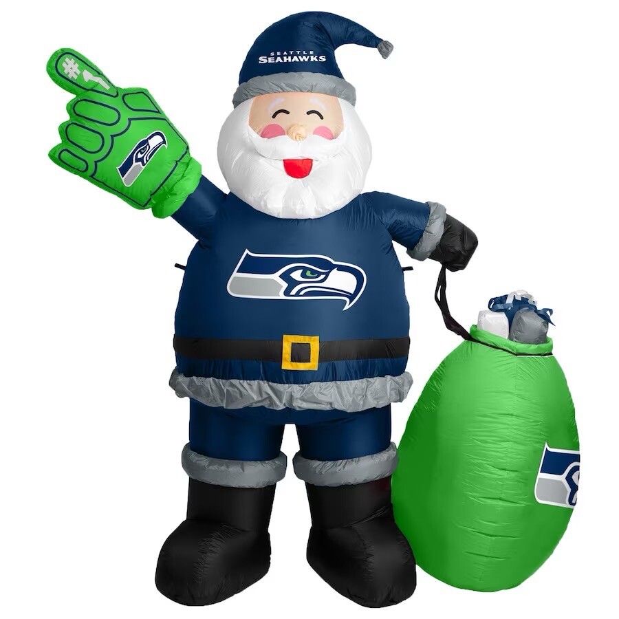 SEATTLE SEAHAWKS Santa Claus CHRISTMAS 7' Inflatable Light-Up Blowup ...