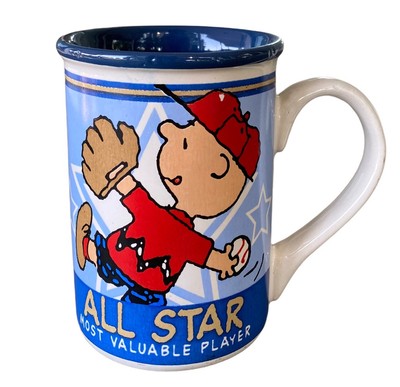 PEANUTS Charlie Brown Mug All Star MVP Pitcher Blue Red Coffee Cup ...