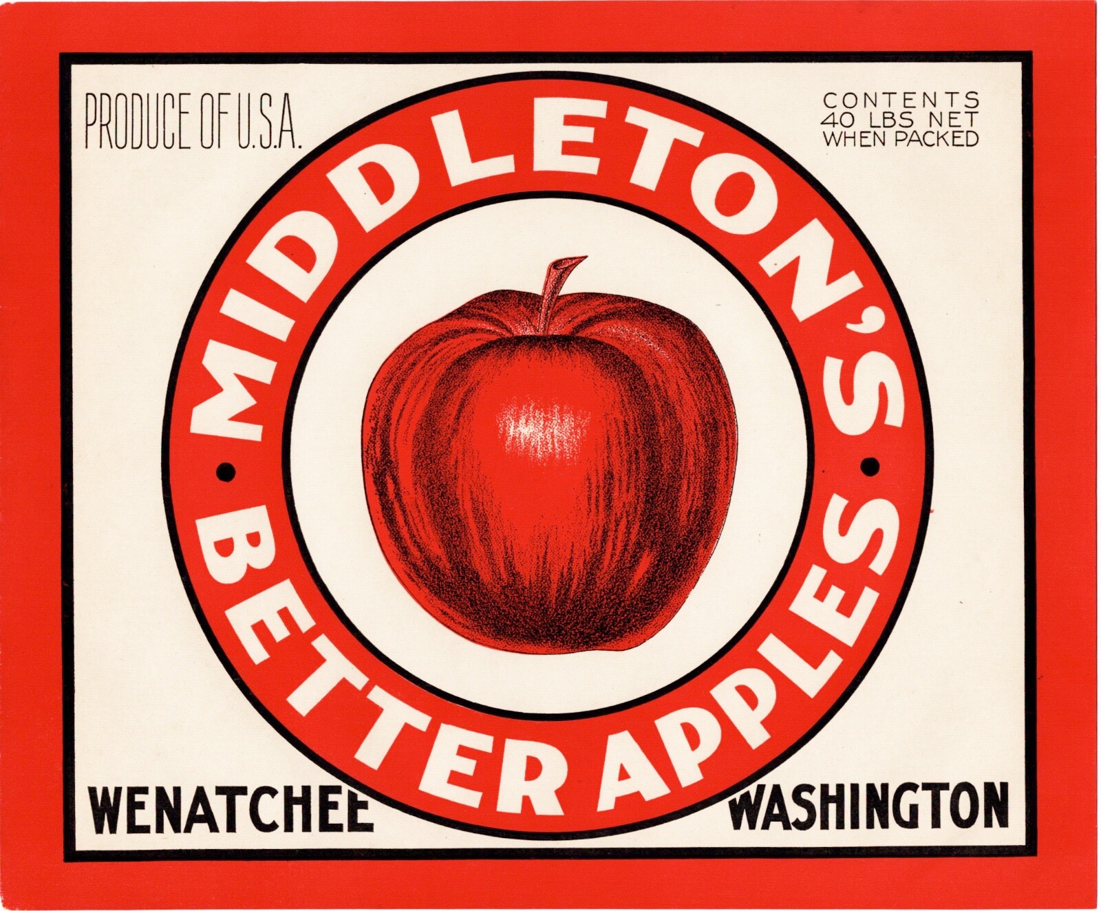 10 Vintage MIDDLETON'S Brand Apple Fruit Crate Labels Wenatchee ...