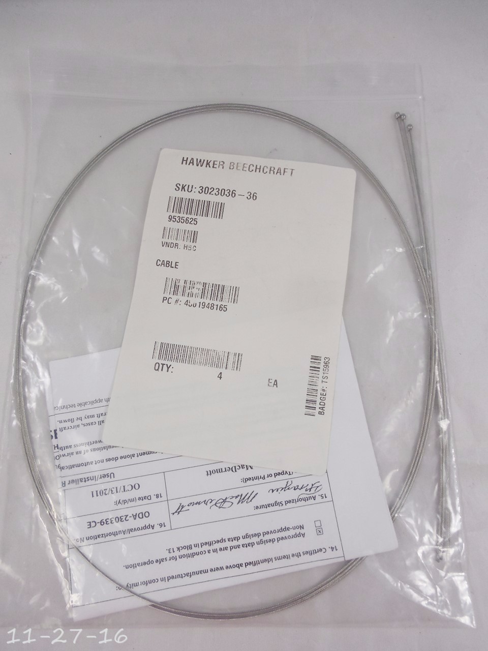 3 New Hawker Beechcraft Cable 3023036-36 With Certificate | eBay