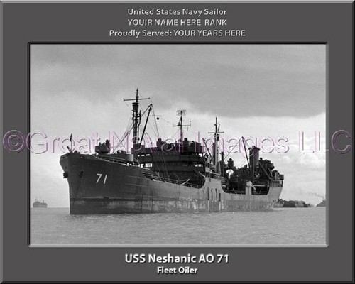 USS Neshanic AO 71 Personalized Canvas Ship Photo Print Navy Veteran ...