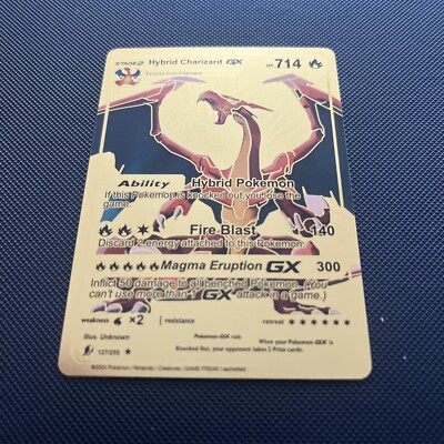 2024 Pokémon Gold Fan Art Card Stage 2 Hybrid Charizard Gx Hp 714 | eBay