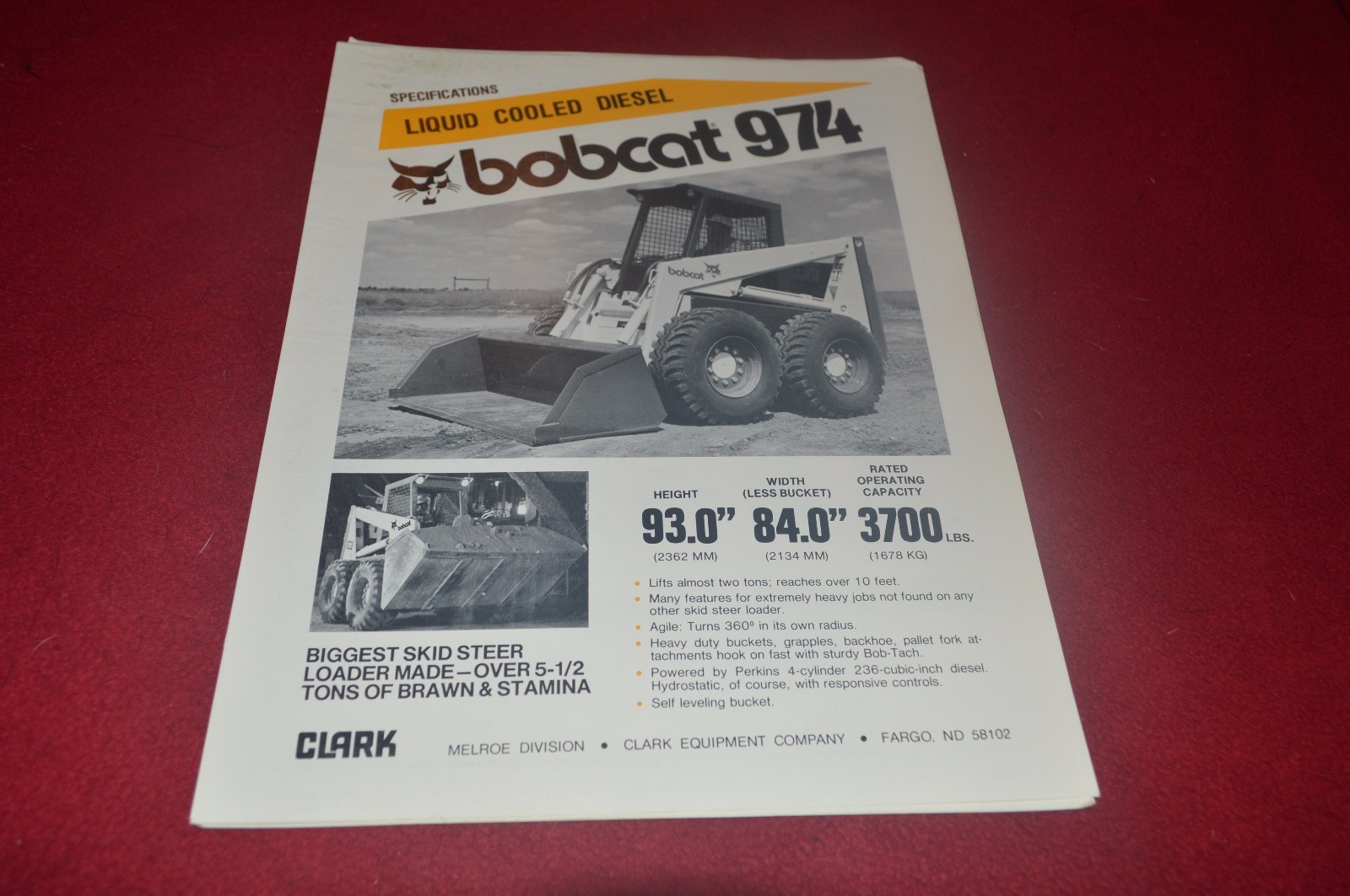Bobcat 974 Skid Steer Loader Dealer's Brochure CDIL | eBay